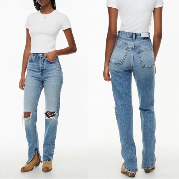 Re/Done | Jeans | Redone Super High Waist Drain Pipe Jeans Destroy ...